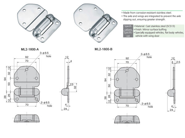 Gull-wing rail hinges - China industrial hinges factory